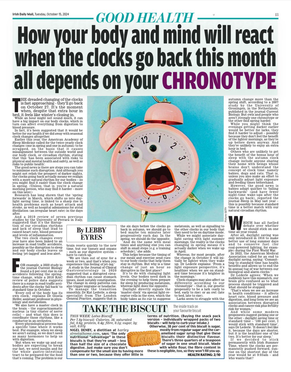 How will your body and mind react when the clocks change this month?